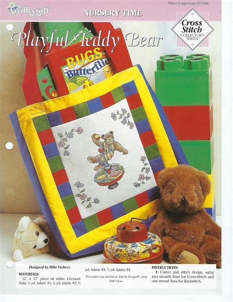Playful Teddy Bear Cross Stitch Pattern The Needlecraft Shop Etsy