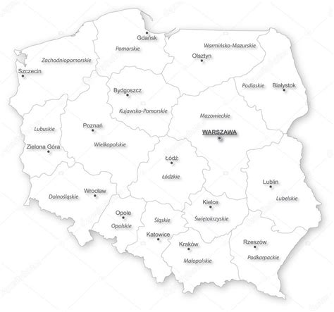 Wektor mapę Polski z województwa Grafika wektorowa od geo grafika