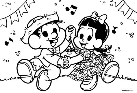 Desenhos para colorir Festa Junina da Turma da Mônica