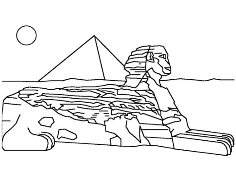 Coloriage Pyramides De Gizeh Et Le Sphinx Dessin gratuit à imprimer