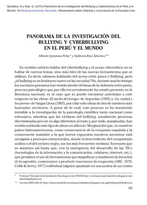 PDF PANORAMA DE LA INVESTIGACIÓN DEL BULLYING Y CYBERBULLYING EN EL