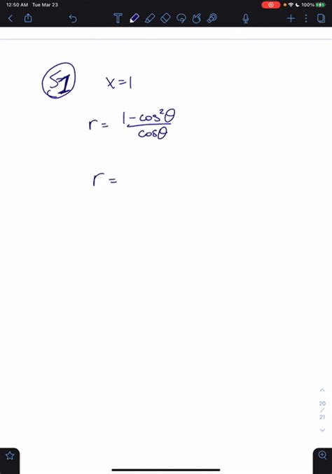 solved show that the curve r sinθtanθ called a cissoid of diocles has the line x 1 as a