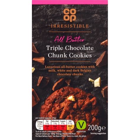 Co Op Irresistible All Butter Triple Chocolate Chunk Cookies 200g