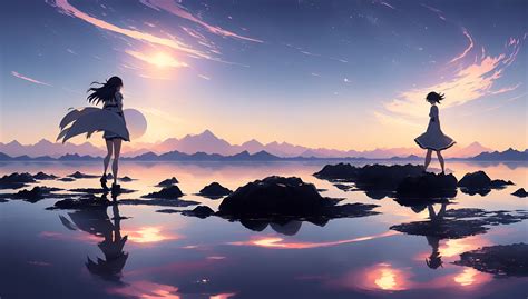 Anime Girl Walking On Water Hd Ai Art Wallpaper Hd Anime K Wallpapers