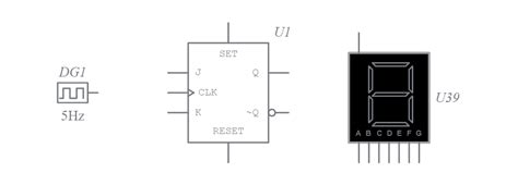 7 segment display and jk flip flops clock symbol multisim live