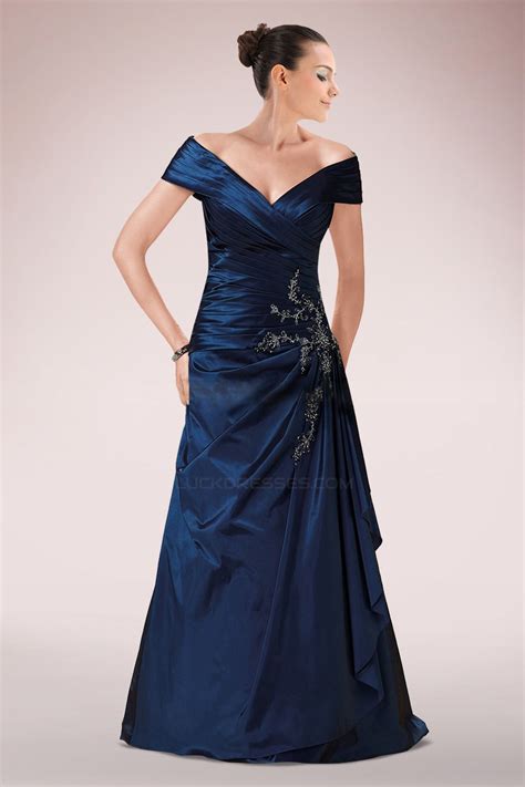 A Line Off The Shoulder Beaded Applique Long Mother Of The Bride