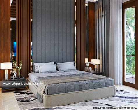 Desain Kamar Tidur Utama Rumah Villa Bali 2 Lantai Ibu LNA II Di