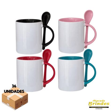 Caneca Reta para Sublimação de Porcelana Branca Alça Interior e