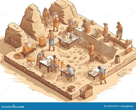 3d Ilustração Isométrica De Vários Arqueólogos Que Realizam Trabalhos