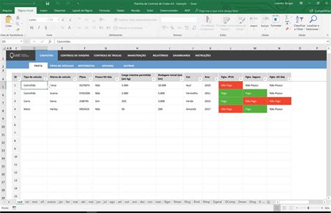 Planilha de Gestão de frotas em Excel Monitoramento e Manutenção