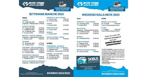 Settimane Bianche E Weekend Sulla Neve 2024 2025 CM VIAGGI Settore