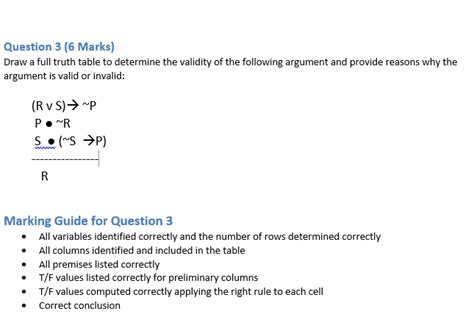 solved draw a full truth table to determine the validity of