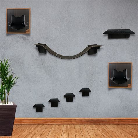 Kit Playground Para Gato Pe As Mdf Nicho Casinha Prateleira Degraus