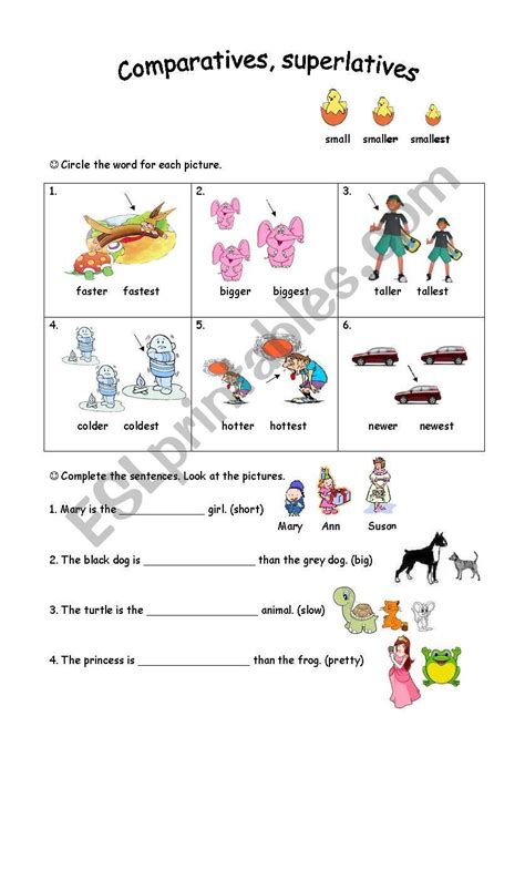 Esl Worksheet Comparatives And Superlatives