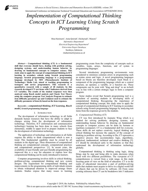 pdf implementation of computational thinking concepts in ict learning using scratch programming