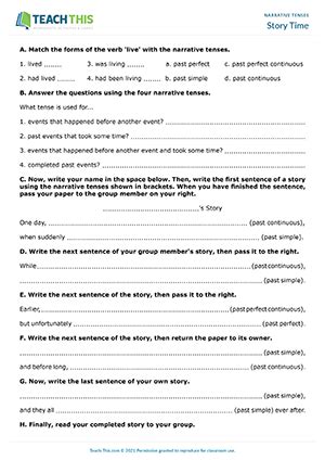 Narrative Tenses ESL Worksheets Activities Games