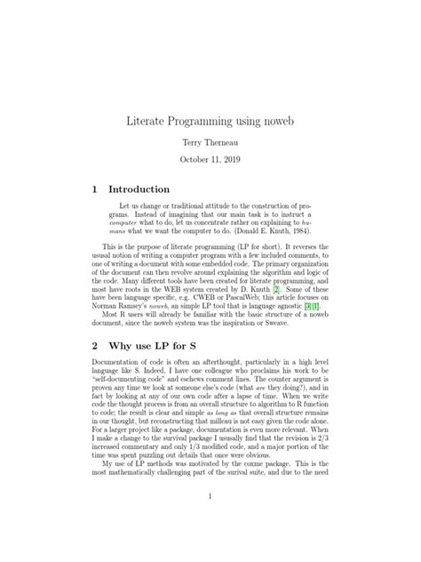 literate programming using noweb documentation of r code through literate programming