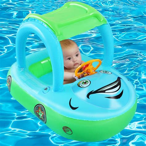 Flotador de piscina para bebé con toldo UPF 50 flotador inflable en