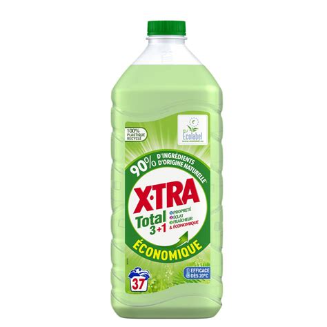 X TRA Total 3 1 lessive liquide écolabel 37 lavages 1 85l pas cher
