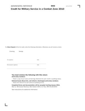 Fillable Online Revenue State Mn Mn M99 2010 Form Fax Email Print