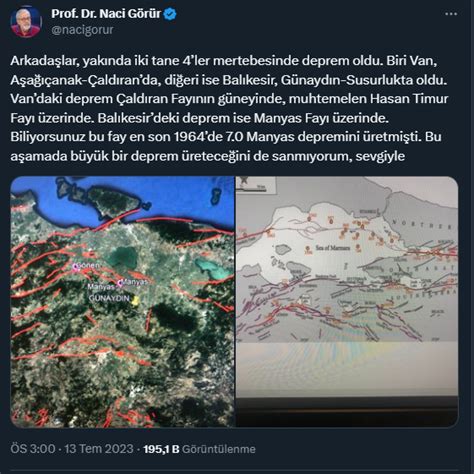 Naci Görür den Van ve Balıkesir depremi sonrası açıklama Manyas Fayı