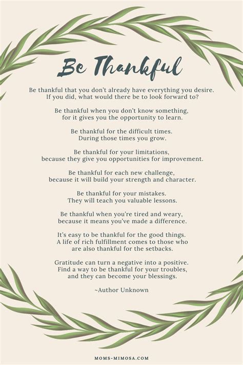 Be Thankful A Poem Of Gratitude Mom S Mimosa Appreciate Life