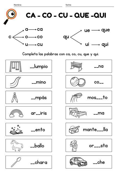 Palabras Con Ca Co Cu Que Qui Educamundo Recursos Educativos