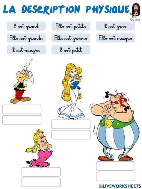 La description physique Ficha de Français Langue Étrangère FLE