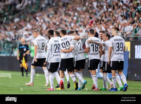 Legia Players Celebrate After Scoring A Goal During The Polish PKO