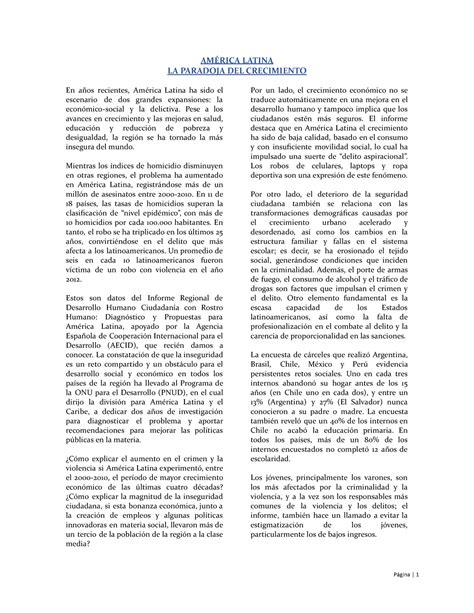 An Lisis Y Reflexi N De Lectura Mod Am Rica Latina La Paradoja Del