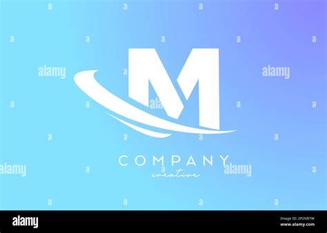 Blue Pastel Color M Alphabet Letter Logo Icon With Swoosh Creative