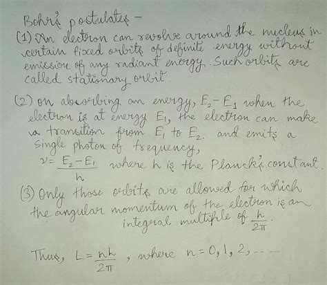 Bohrs Atomic Model Postulates