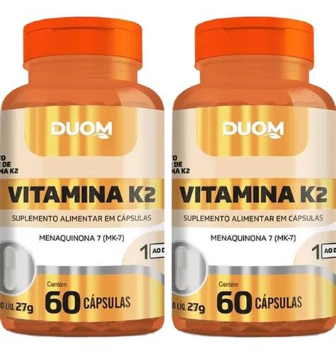 Kit 2x Vitamina K2 Menaquinona Mk 7 60 Cápsulas 450mg Duom MercadoLivre