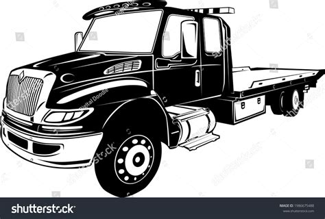 International Rollback Tow Truck Wrecker Vector Stock Vector Royalty