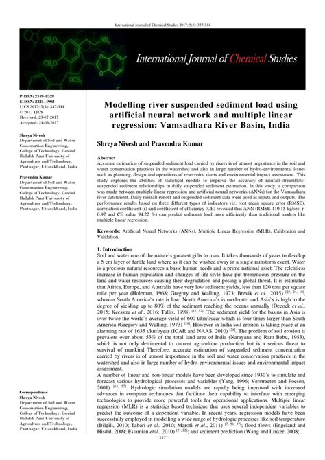 pdf modelling river suspended sediment load using artificial neural network and multiple