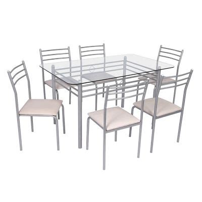 Juego de comedor con 6 sillas y mesa de vidrio Tottus Perú