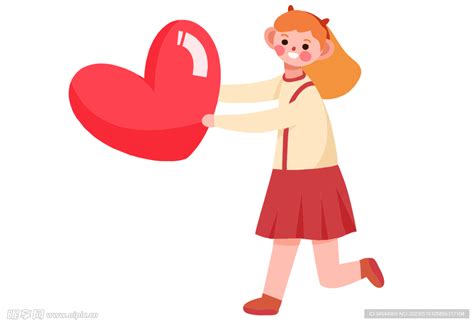 拿爱心的小女孩设计图 卡通设计 广告设计 设计图库 昵图网