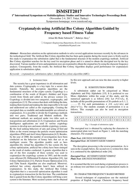 pdf cryptanalysis using artificial bee colony algorithm guided by frequency based fitness value