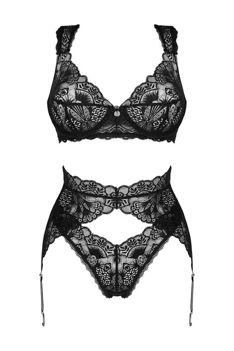 Obsessive Dame Reizwäsche Set 3 teilig Sexy Verführerisch String Spitze