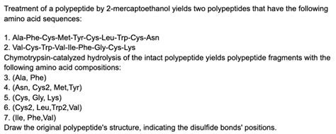 Solved Treatment Of A Polypeptide By 2 Mercaptoethanol Chegg