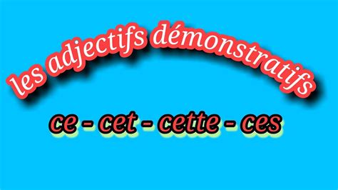 Les Adjectifs D Monstratifs Ce Cet Cette Ces Youtube