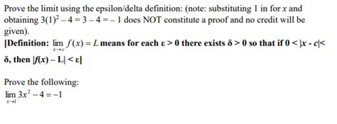 solved prove the limit using the epsilon delta definition