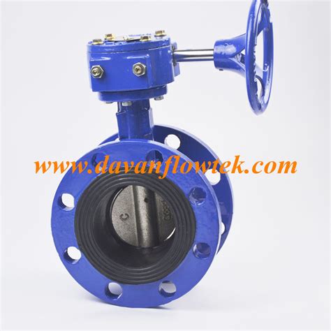 DN100 Pn16 Gear Operation DIN EPDM PTFE Butterfly Valveflange Resilient