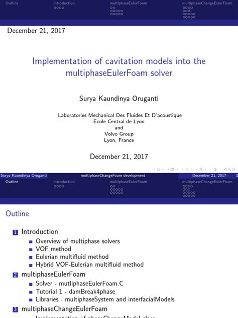 implementation of cavitation models into the openfoam multiphase solver multiphaseeulerfoam