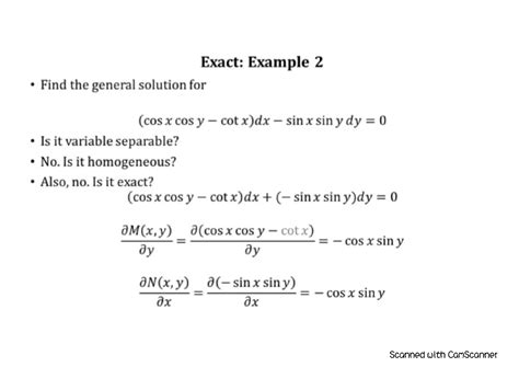 SOLUTION Differential Equation Exact Equation Method 1 Example 2
