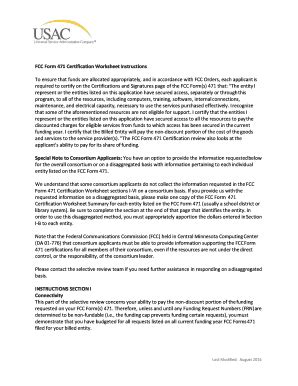 Fillable Online Universalservice FCC Form 471 Certification Worksheet