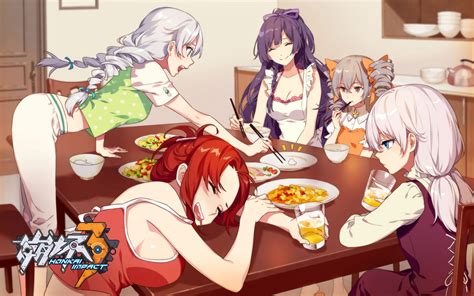 Food And Drink Females Honkai Impact 3rd Video Game 1080P Female