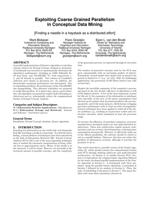 pdf exploiting coarse grained parallelism in conceptual data mining