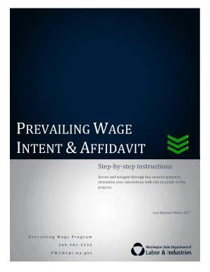 Fillable Online Lni Wa Prevailing Wage Intent Affidavit Lni Wa Fax