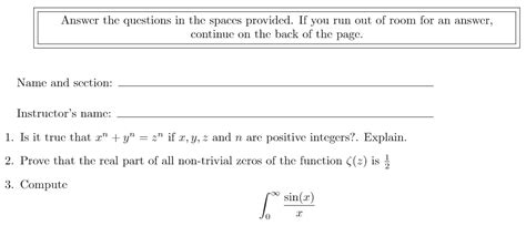Latex Exam Template Prntbl Concejomunicipaldechinu Gov Co
